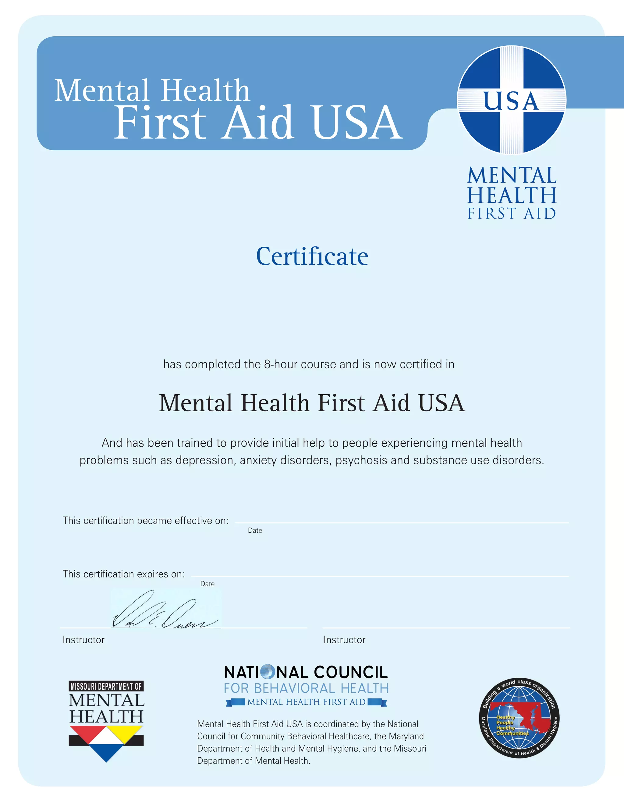 MHFA 8hr Certificate signed | PDF
