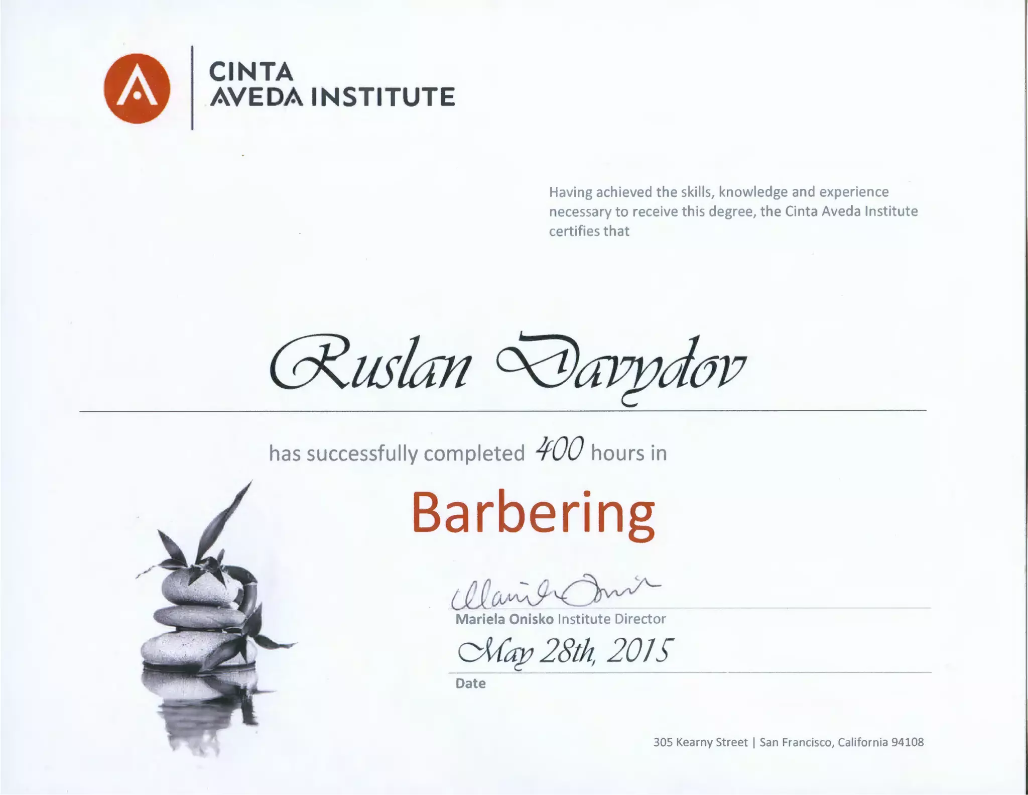 MasterBarber-Certificate-Aveda | PDF