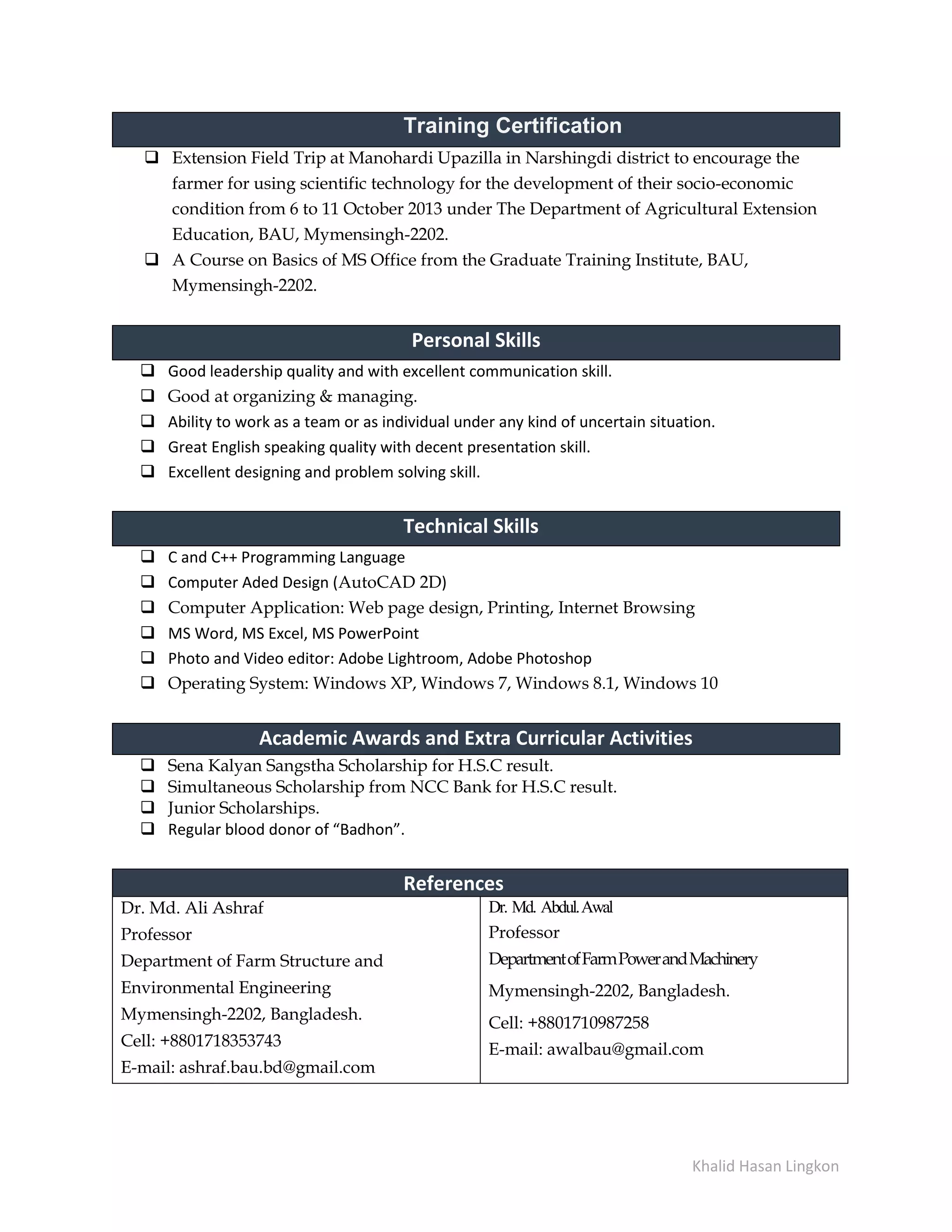 Lingkon(Curriculum Vitae) | PDF