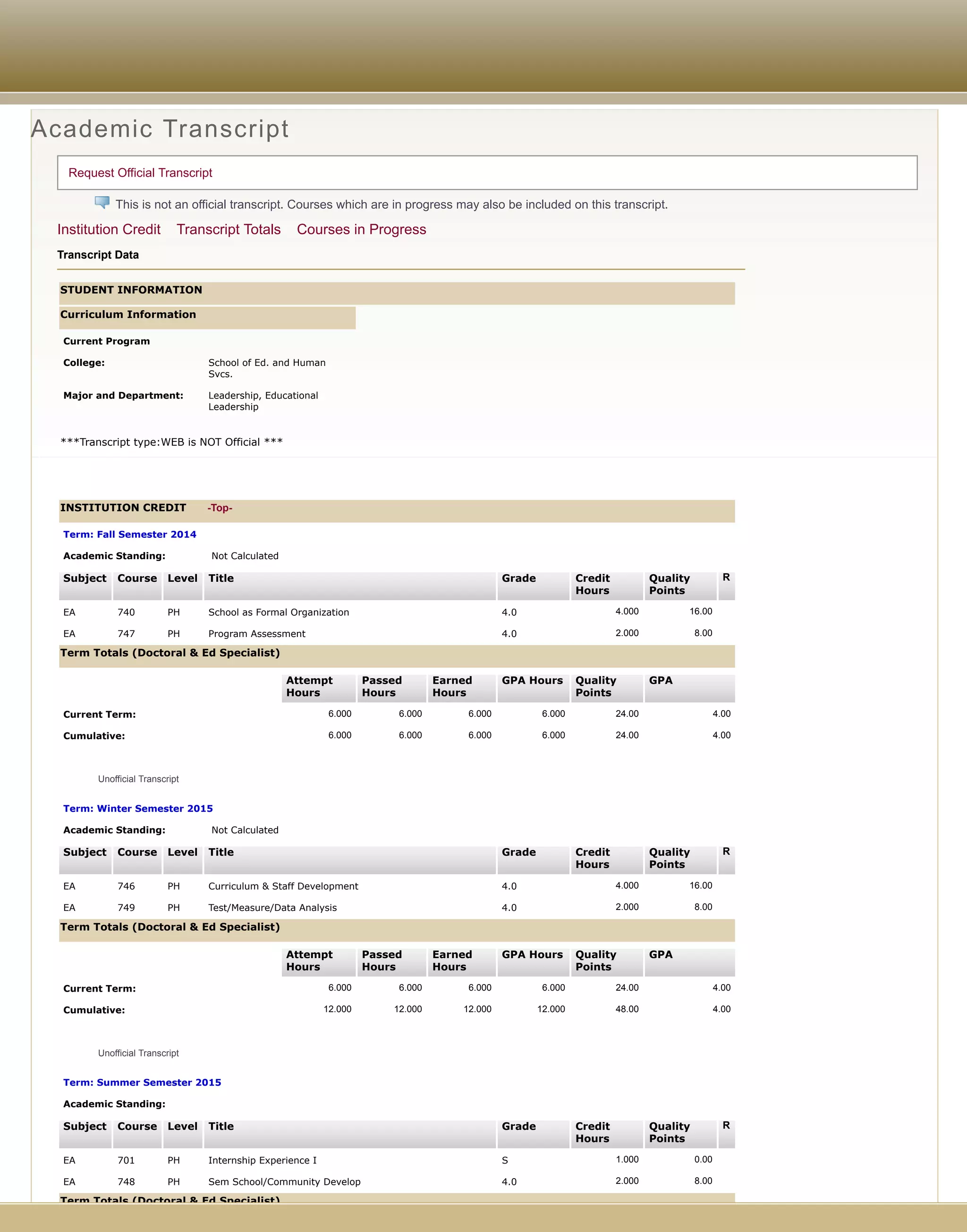 Academic Transcript | PDF