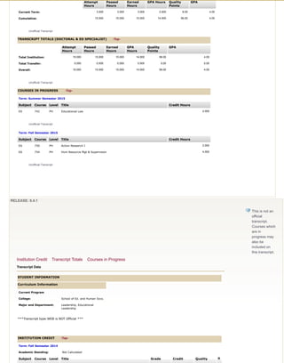 Academic Transcript | PDF | Undergraduate Education | College Education