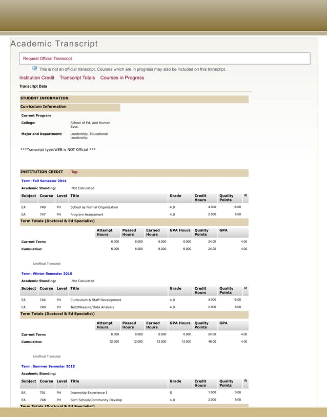 Academic Transcript | PDF
