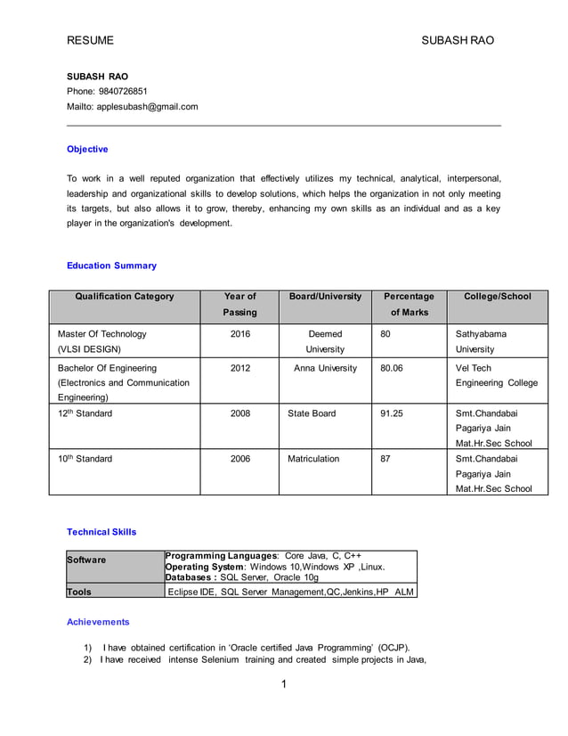 M Tech Fresher with Selenium Java trained (1) | DOCX