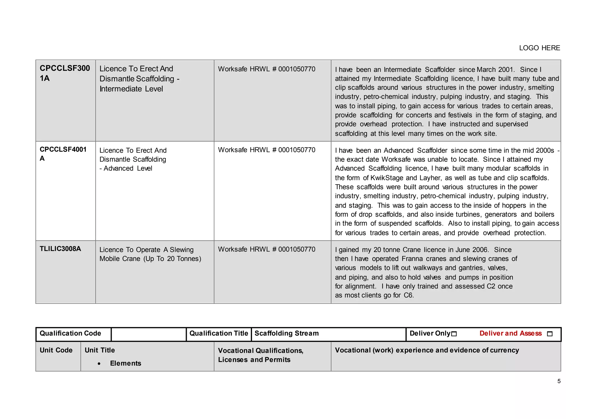 Trainer-Skills-Matrix Rory Prosser | DOCX