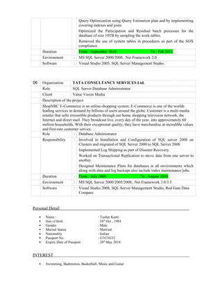 Resume_Tushar_Kanti_DBA | PDF