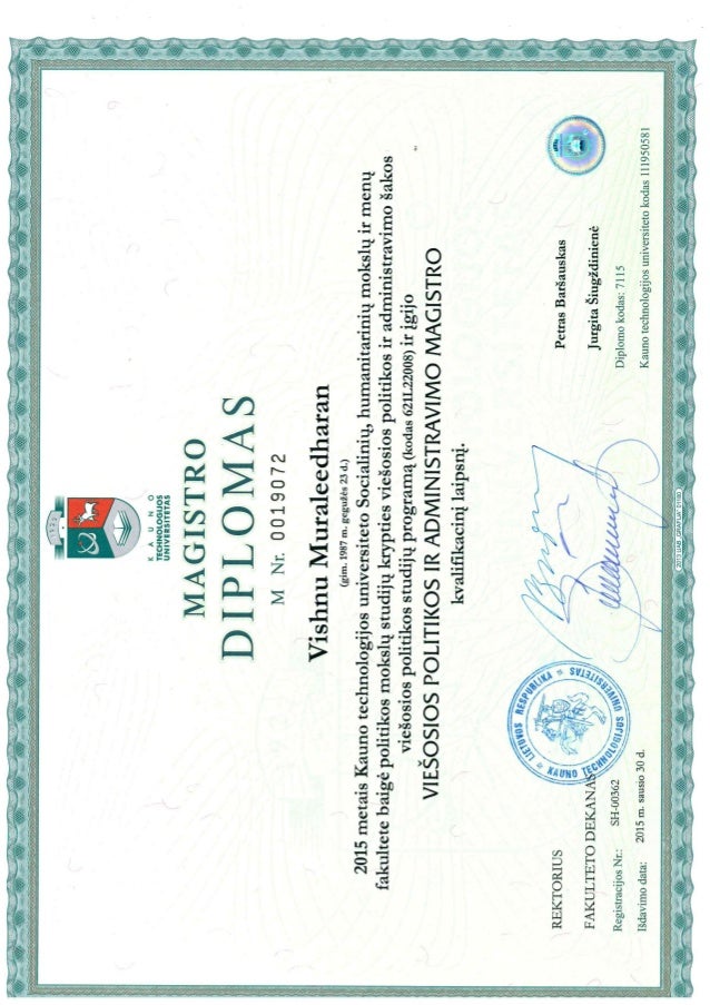 MASTER DIPLOMA ORIGINAL CERTIFICATE