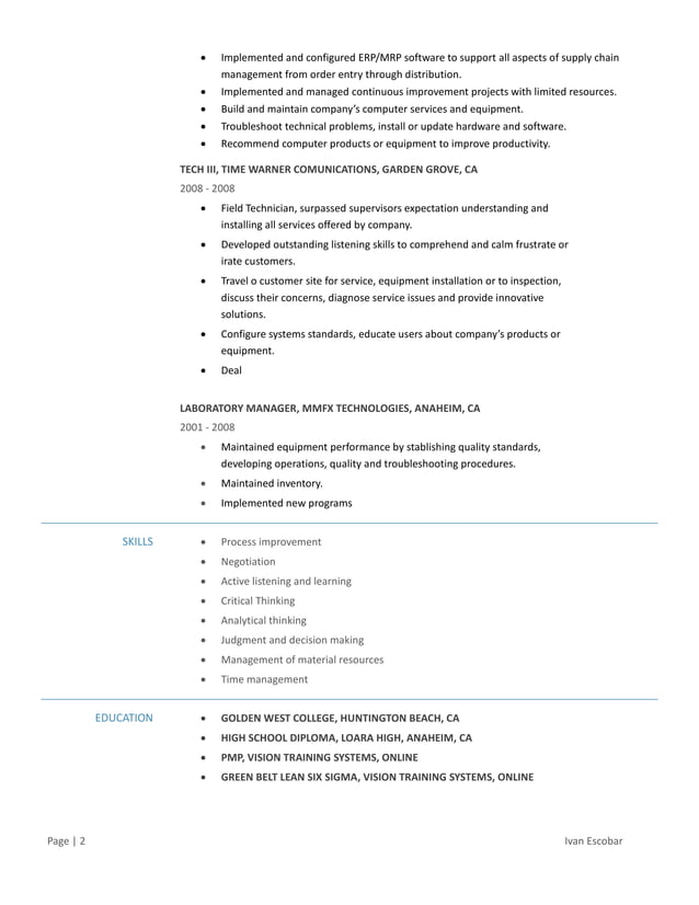 Ivan_Escobar_Resume | PDF | Business Administration | Business