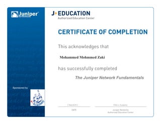 Mohammed Mohammed Zaki Juniper Certificate | PPT