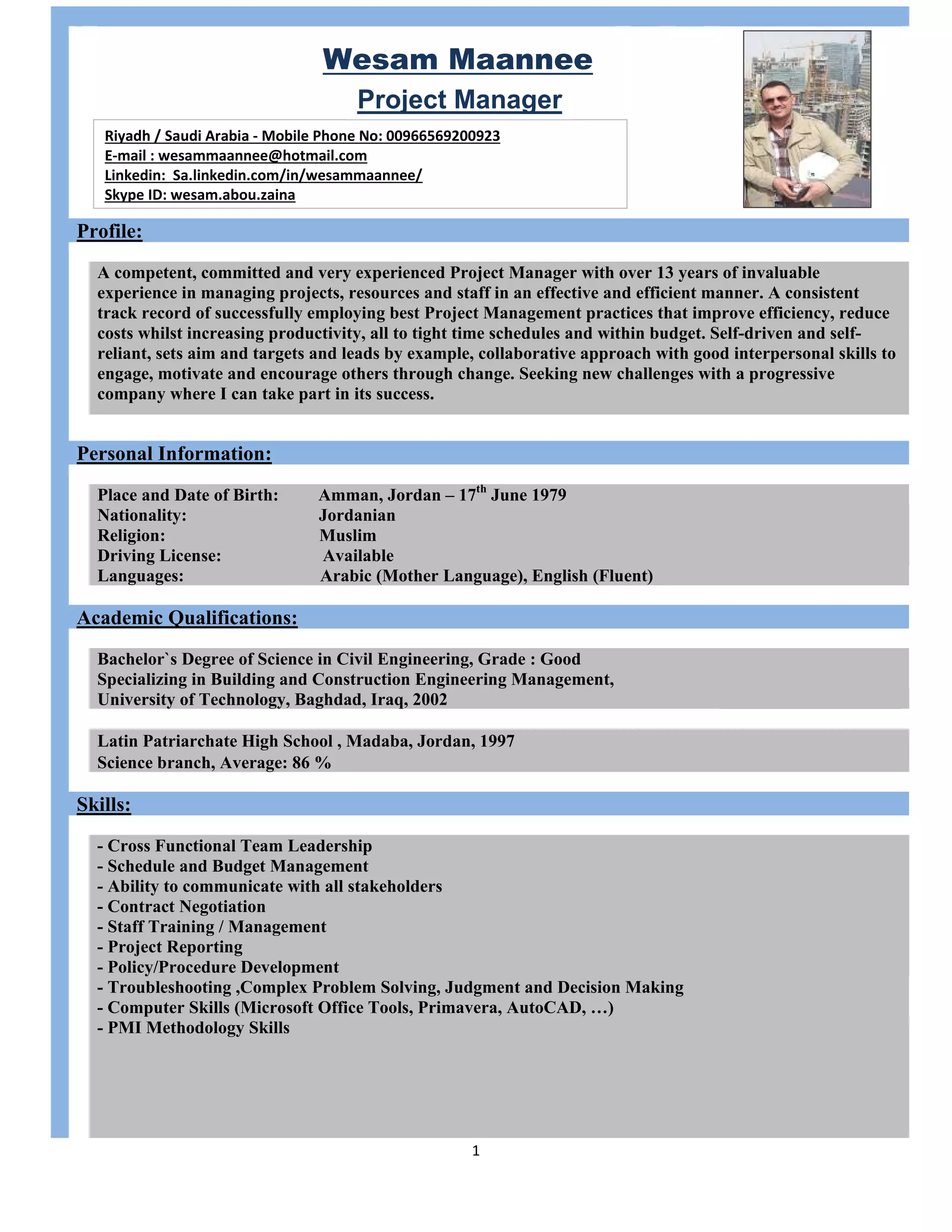 Wesam Maannee CV- Aug16 | PDF