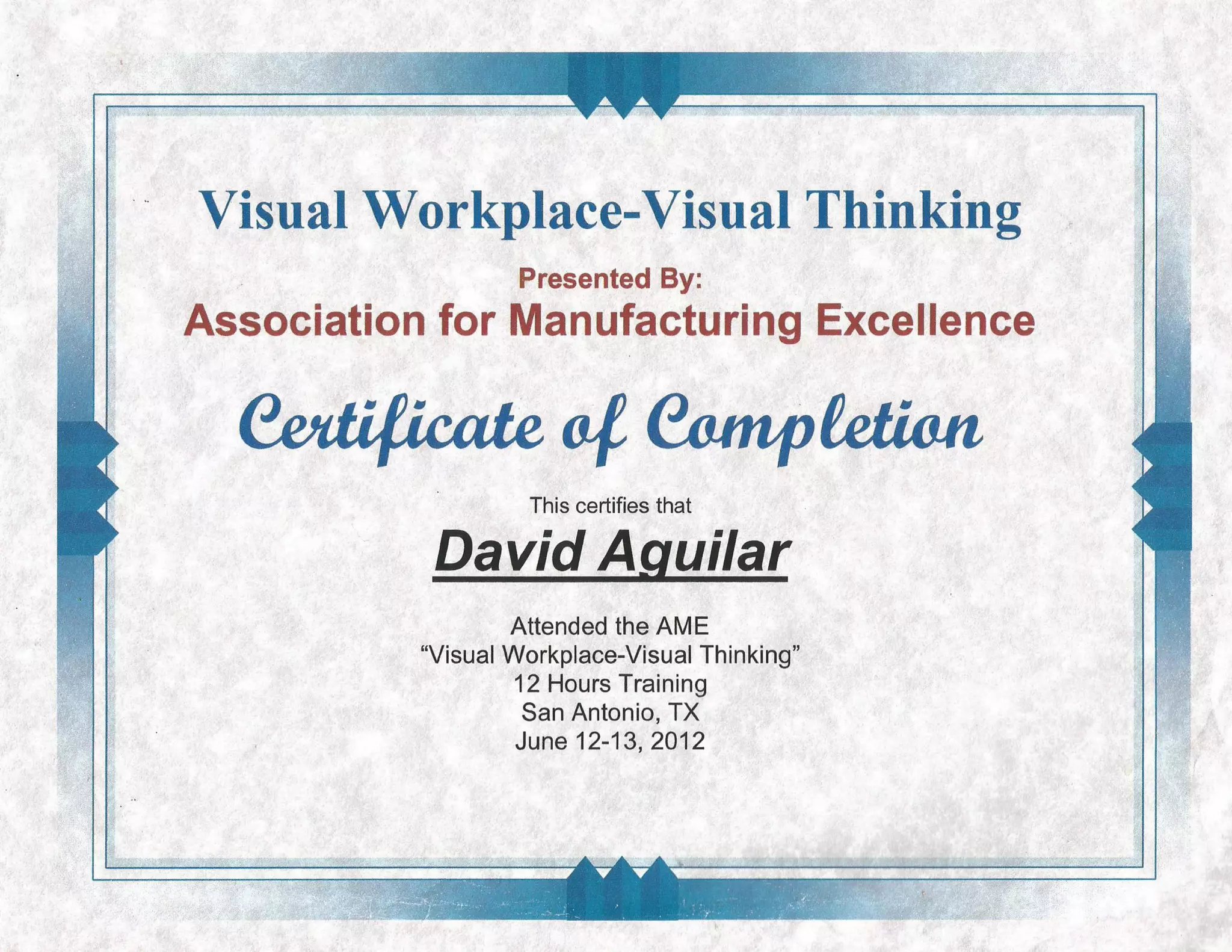 Visual Workplace CERTIFICATE | PPT