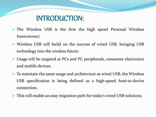 wireless usb ppt | PPTX | Computer Peripherals | Computing