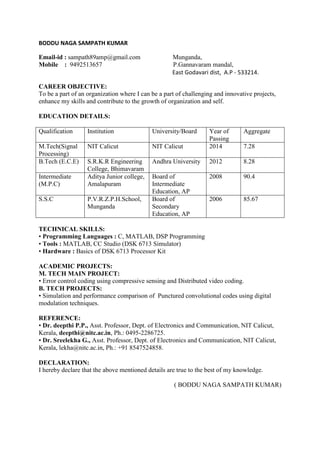 BODDU NAGA SAMPATH KUMAR | PDF