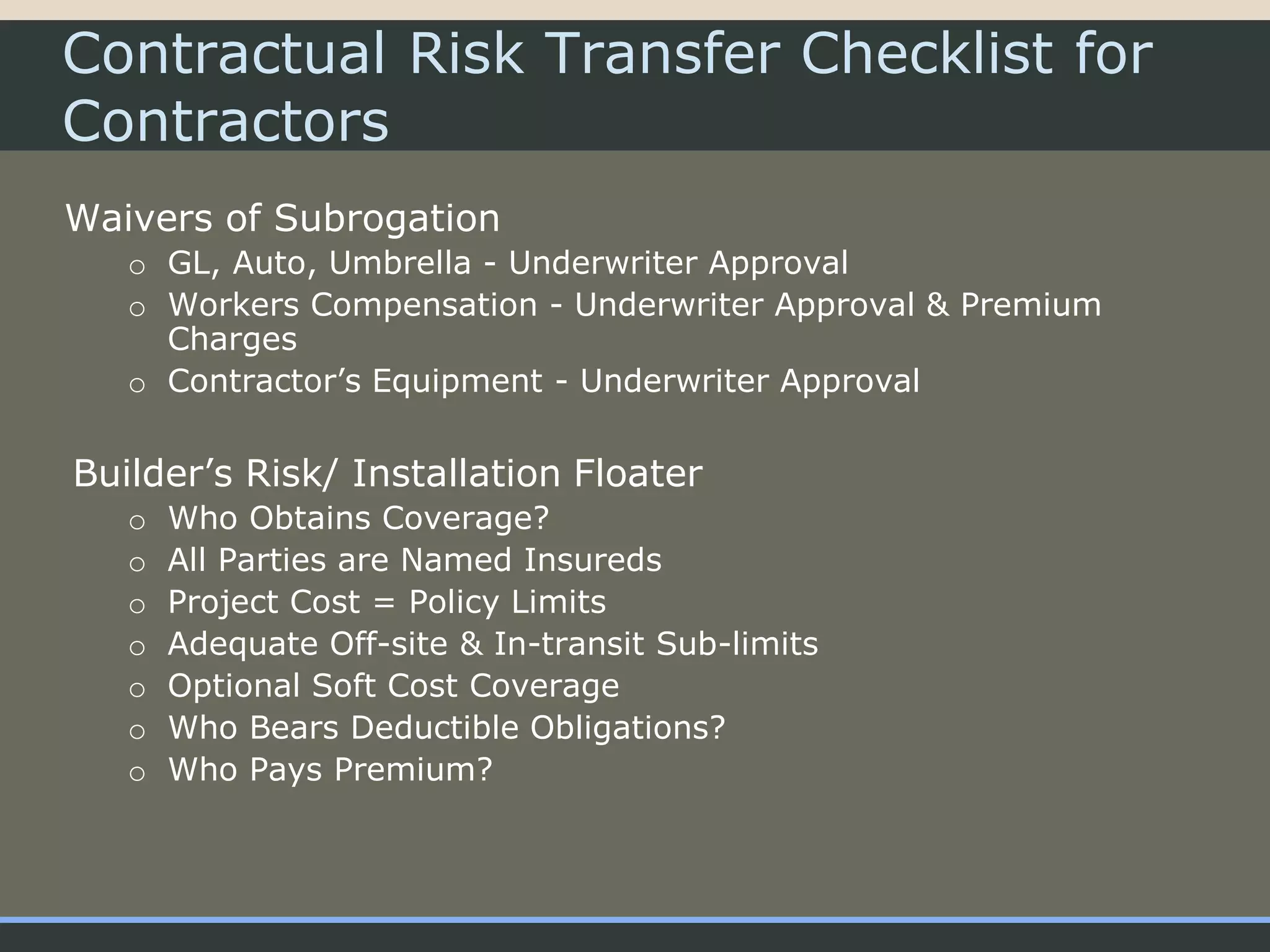 Contractual Risk Transfer in Construction Contracts | PPT