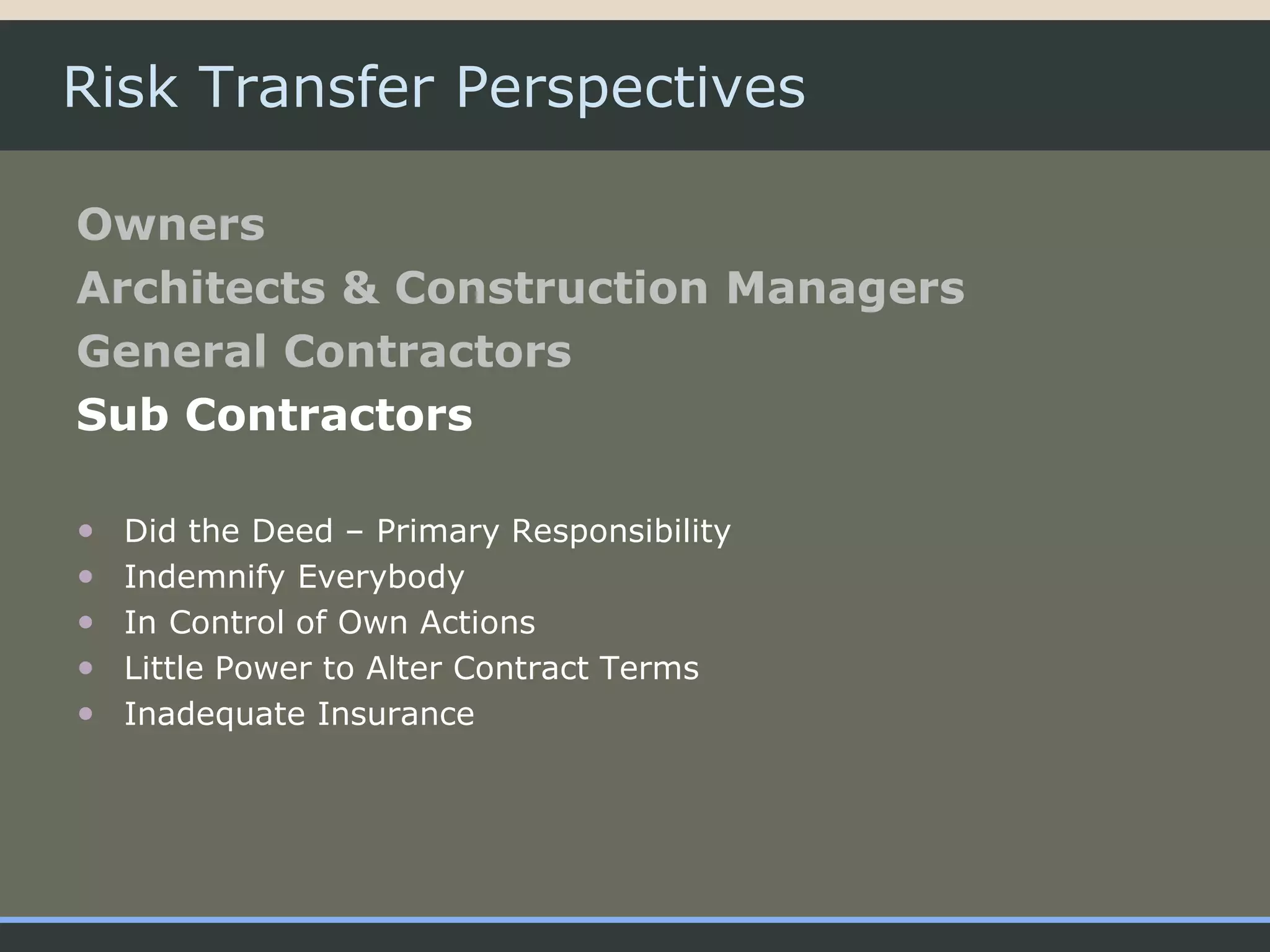 Contractual Risk Transfer in Construction Contracts | PPT