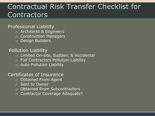 Contractual Risk Transfer in Construction Contracts | PDF