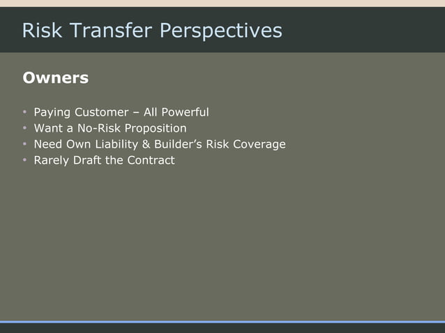 Contractual Risk Transfer in Construction Contracts | PPT