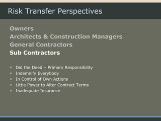 Contractual Risk Transfer in Construction Contracts | PDF