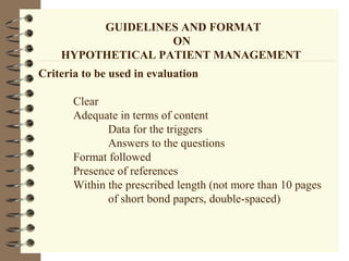 Guidelines and Format on Hypothetical Patient Management | PPT