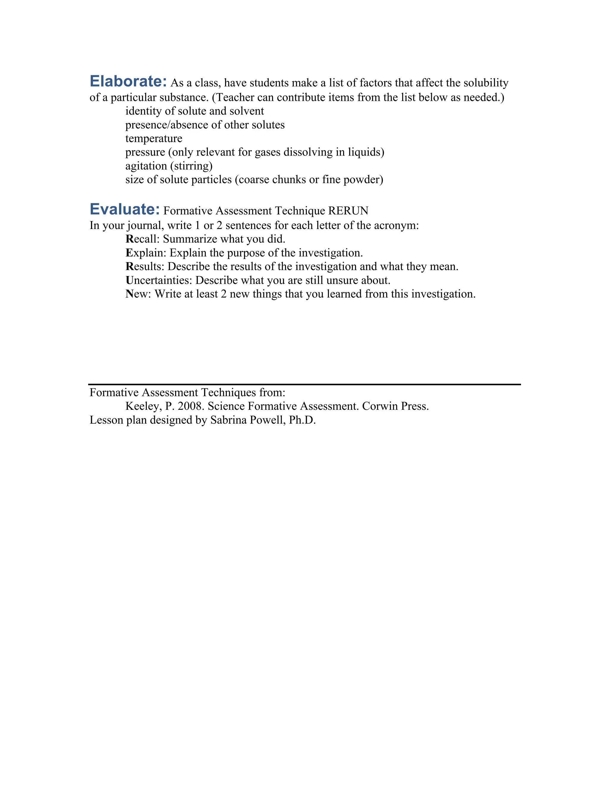 solubility inquiry investigation | PDF