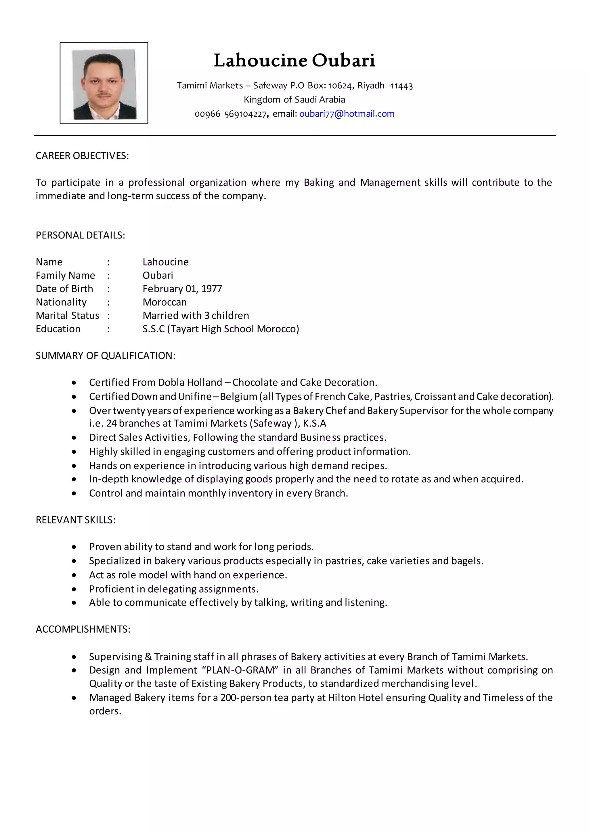 OUBARI_UPDATED _CV_APR2014-WITH PICTURE | PDF