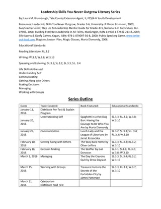 Leadership Skills You Never Outgrow Literacy Series | PDF