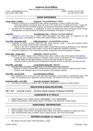 Curriculum Vitae | DOCX | Public Radio | Talk Radio