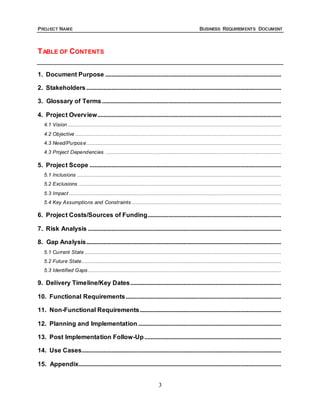 Business Requirements Document Template | DOCX