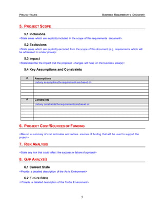 Business Requirements Document Template | DOCX