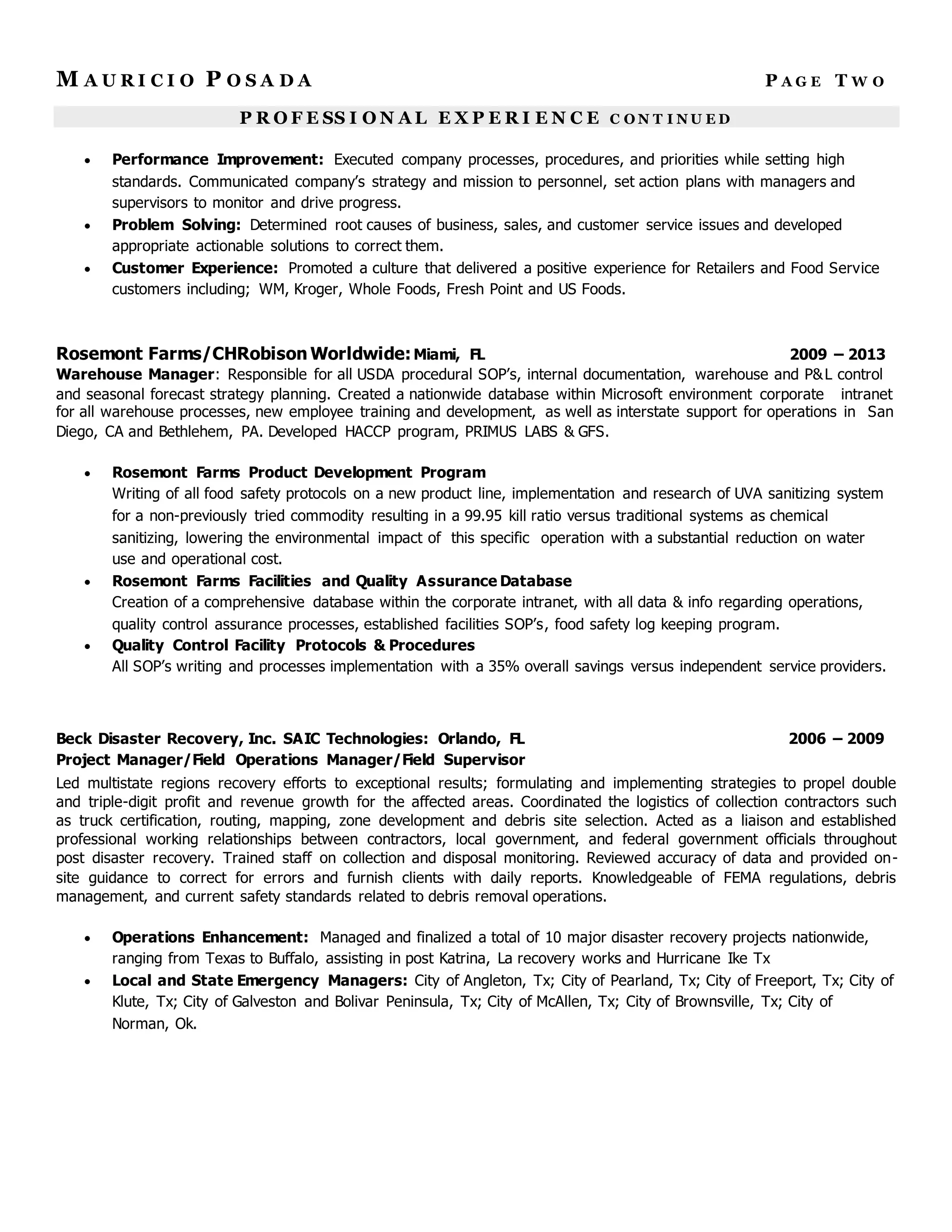 Mauricio Posada Resume Updated. 2016 | DOCX