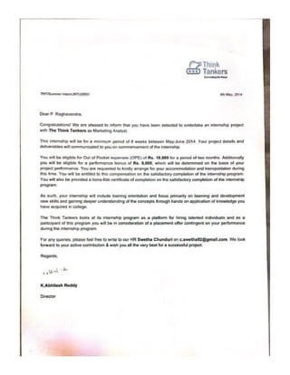 Think Tankers Offer Letter | PDF