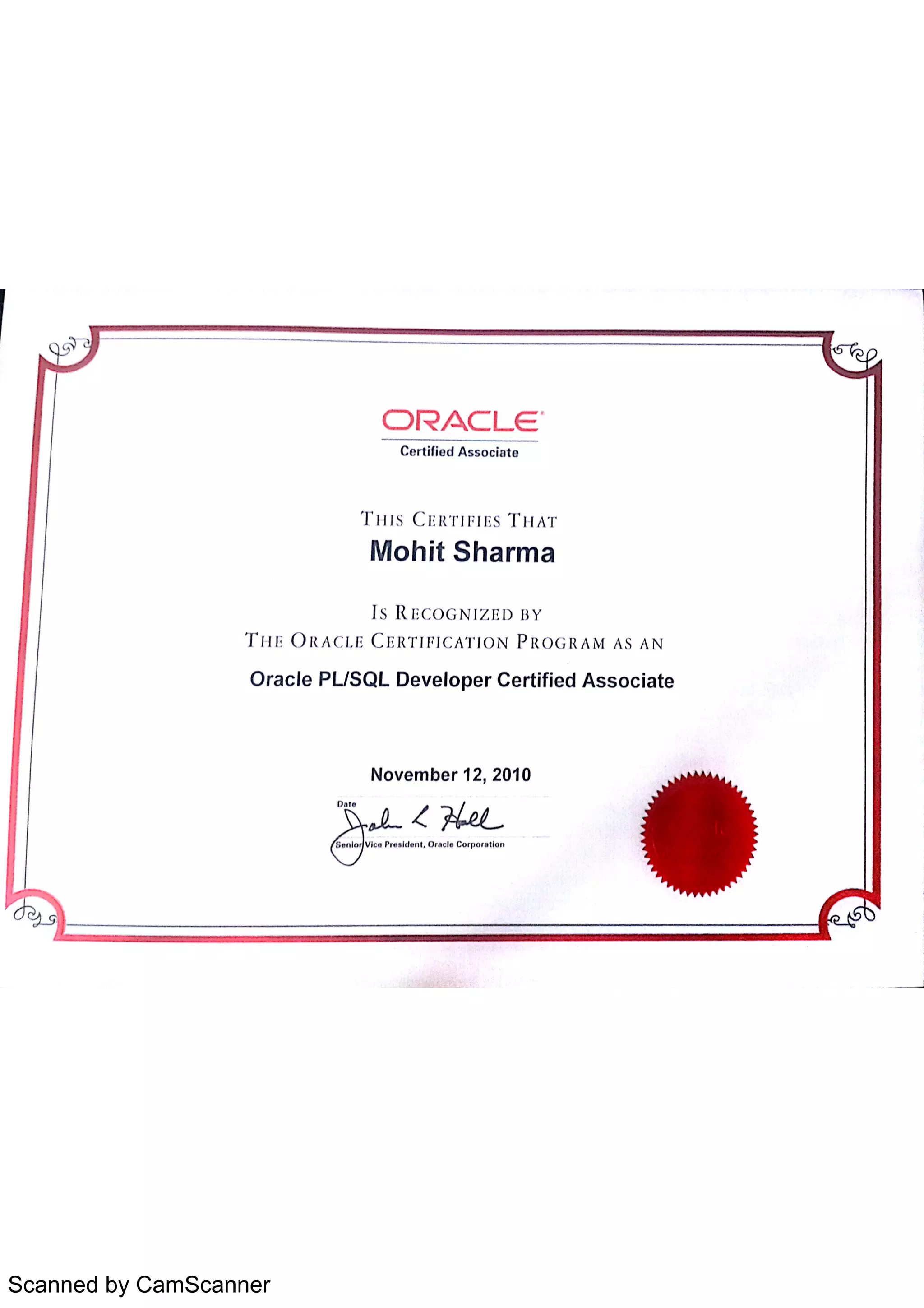 OCA Certificate | PDF