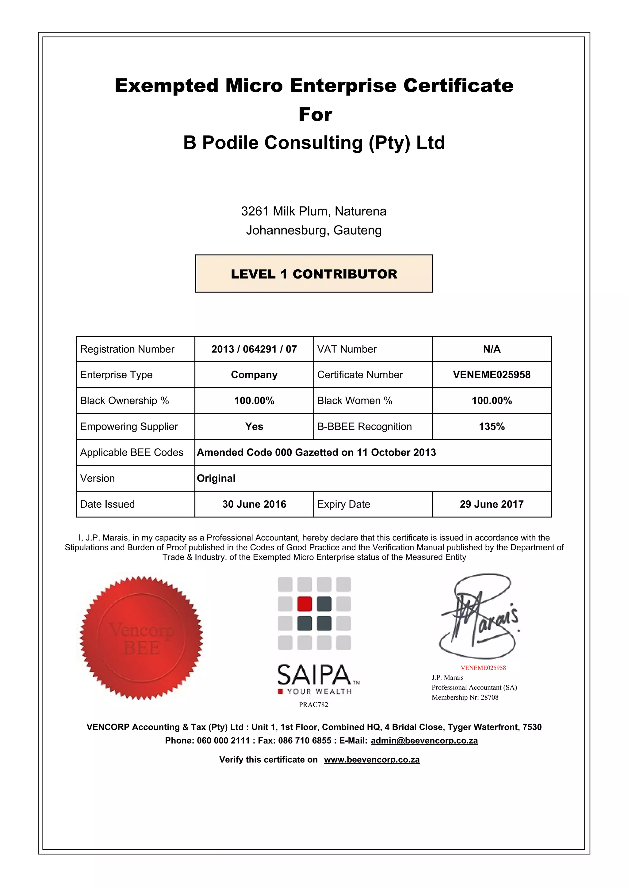 Certificate-BBBEE | PDF