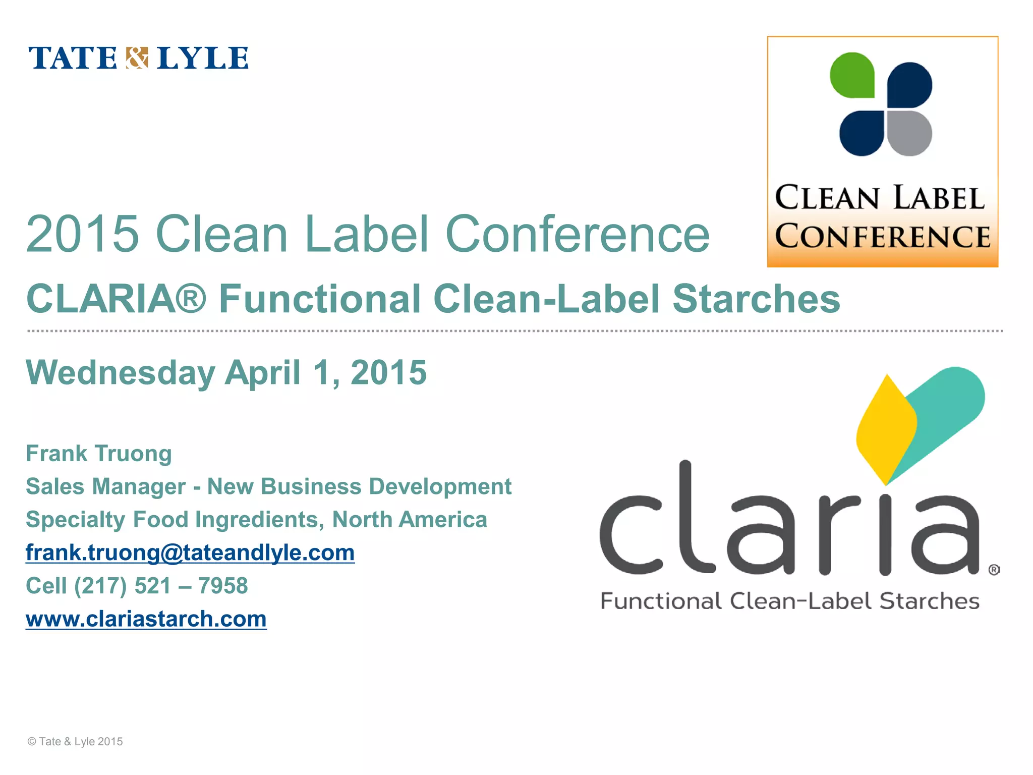 CLARIA-Functional-Clean-Label-Starches-Tate-Lyle | PDF