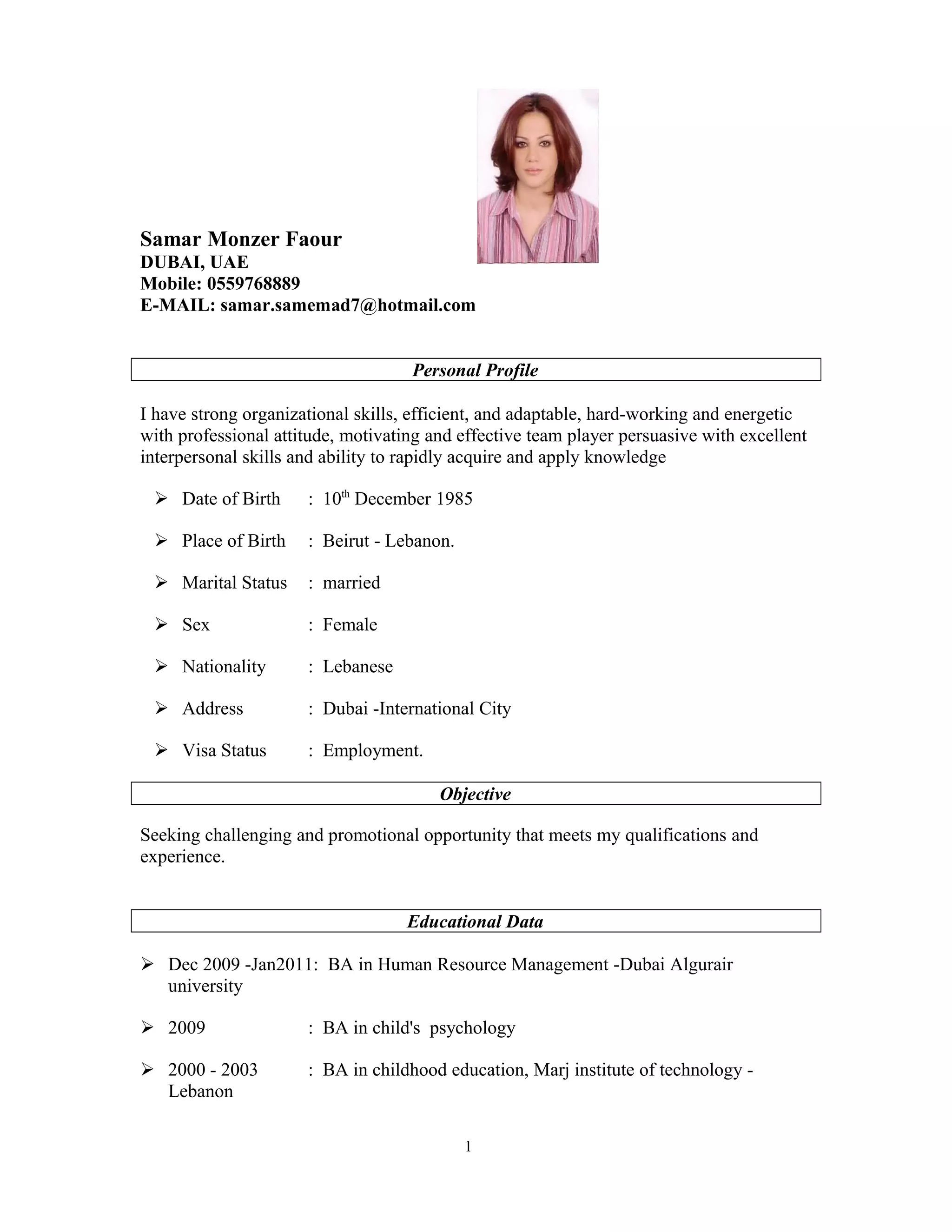 samar monzer c.v | DOC