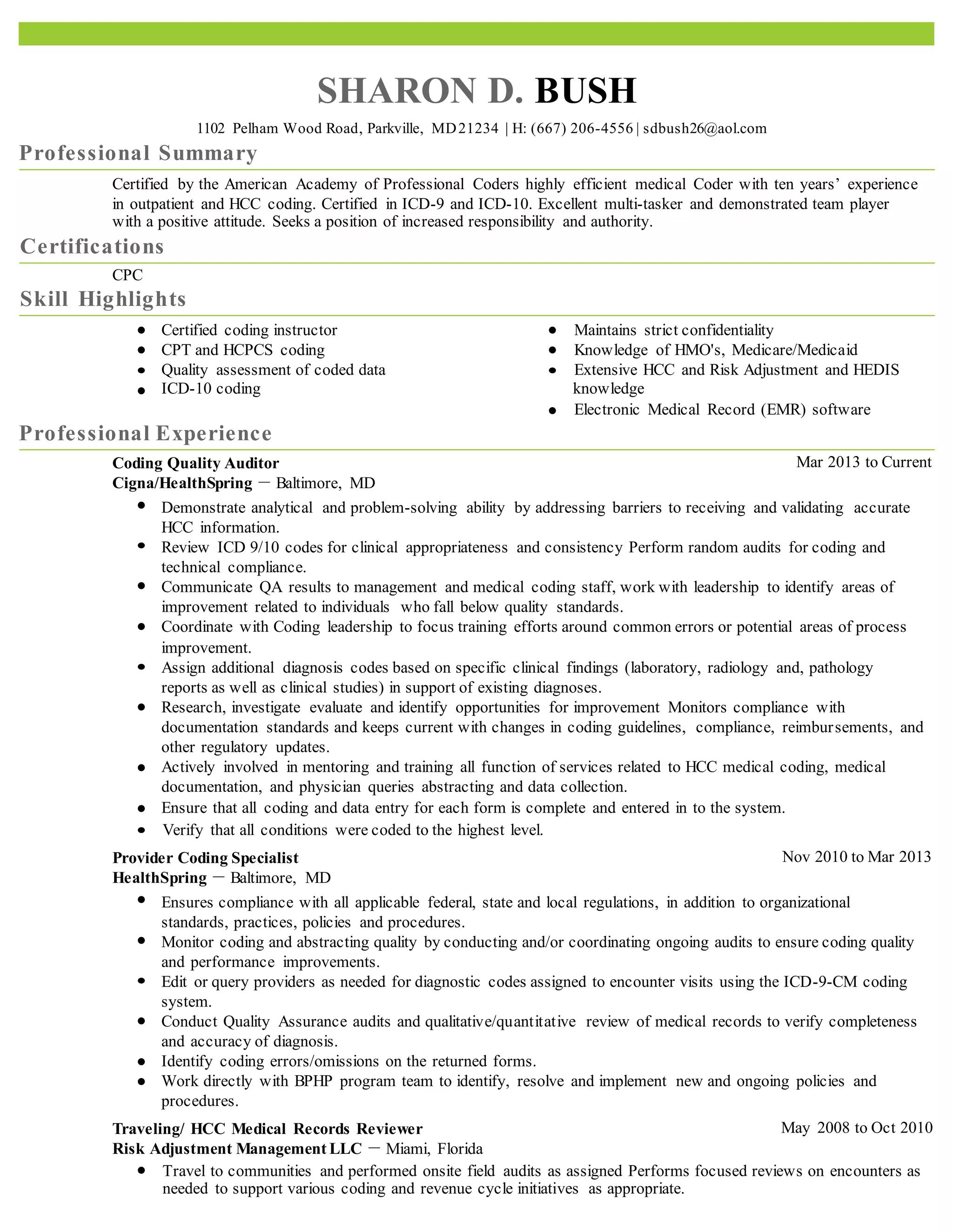 Sharon D. Bush Resume 1 (2) | PDF