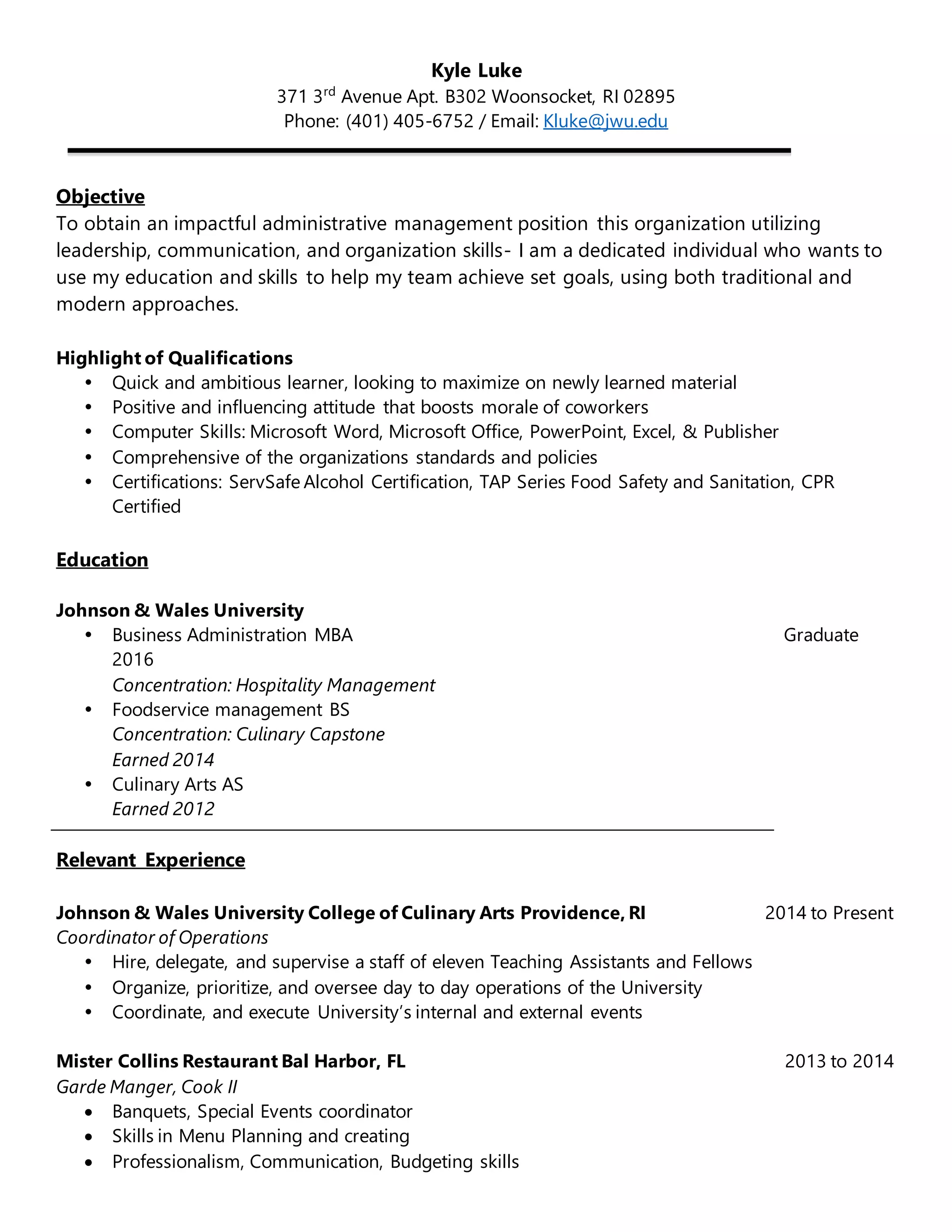 Kyle Luke's Resume | DOCX | Education