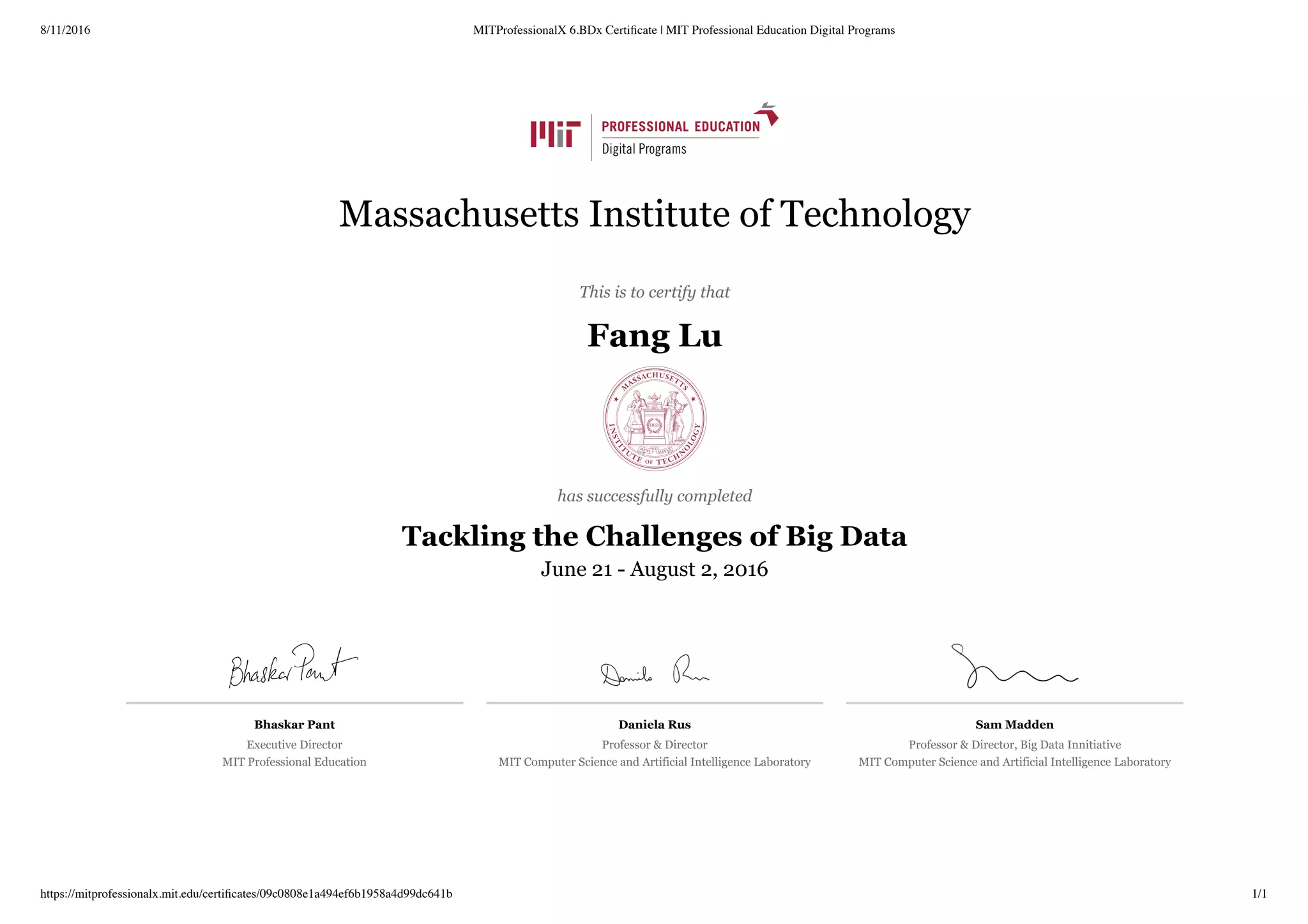 MITProfessionalX 6.BDx Certificate | MIT Professional Education Digital Programs | PPT