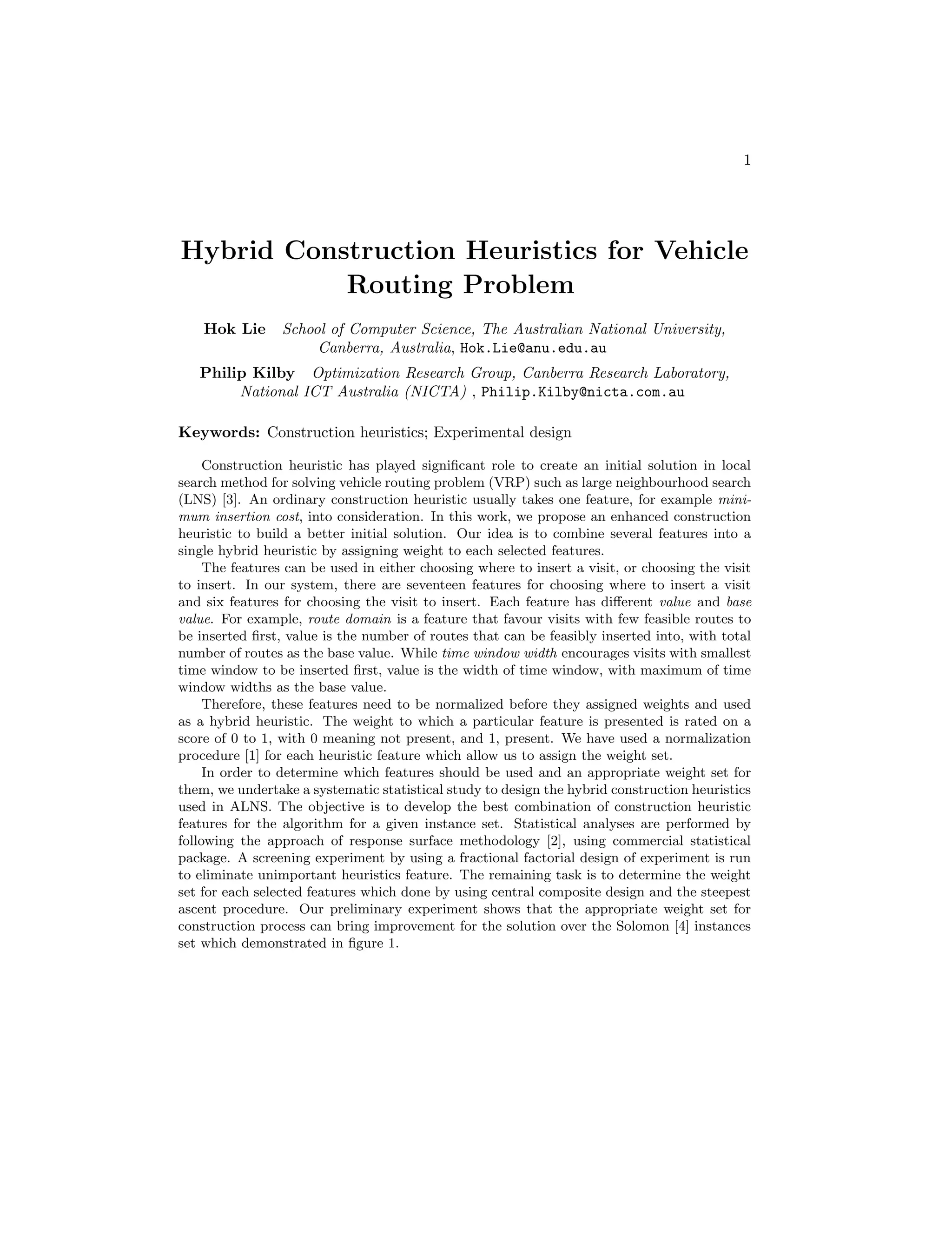 Hybrid Construction Heuristics For Vehicle Routing Problem Pdf