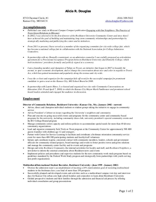 Alicia Douglas Professional Resume 2016