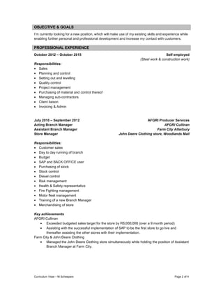 Marcus Scheepers - CV - updated Oct 2015 | PDF
