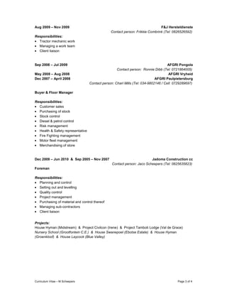 Marcus Scheepers - CV - updated Oct 2015 | PDF