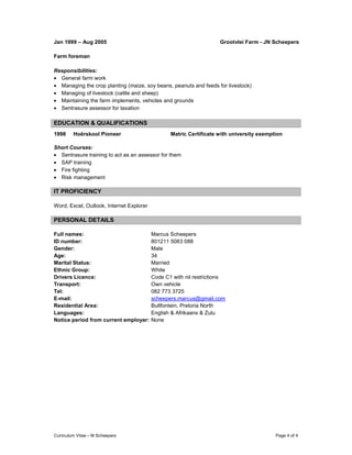 Marcus Scheepers - CV - updated Oct 2015 | PDF