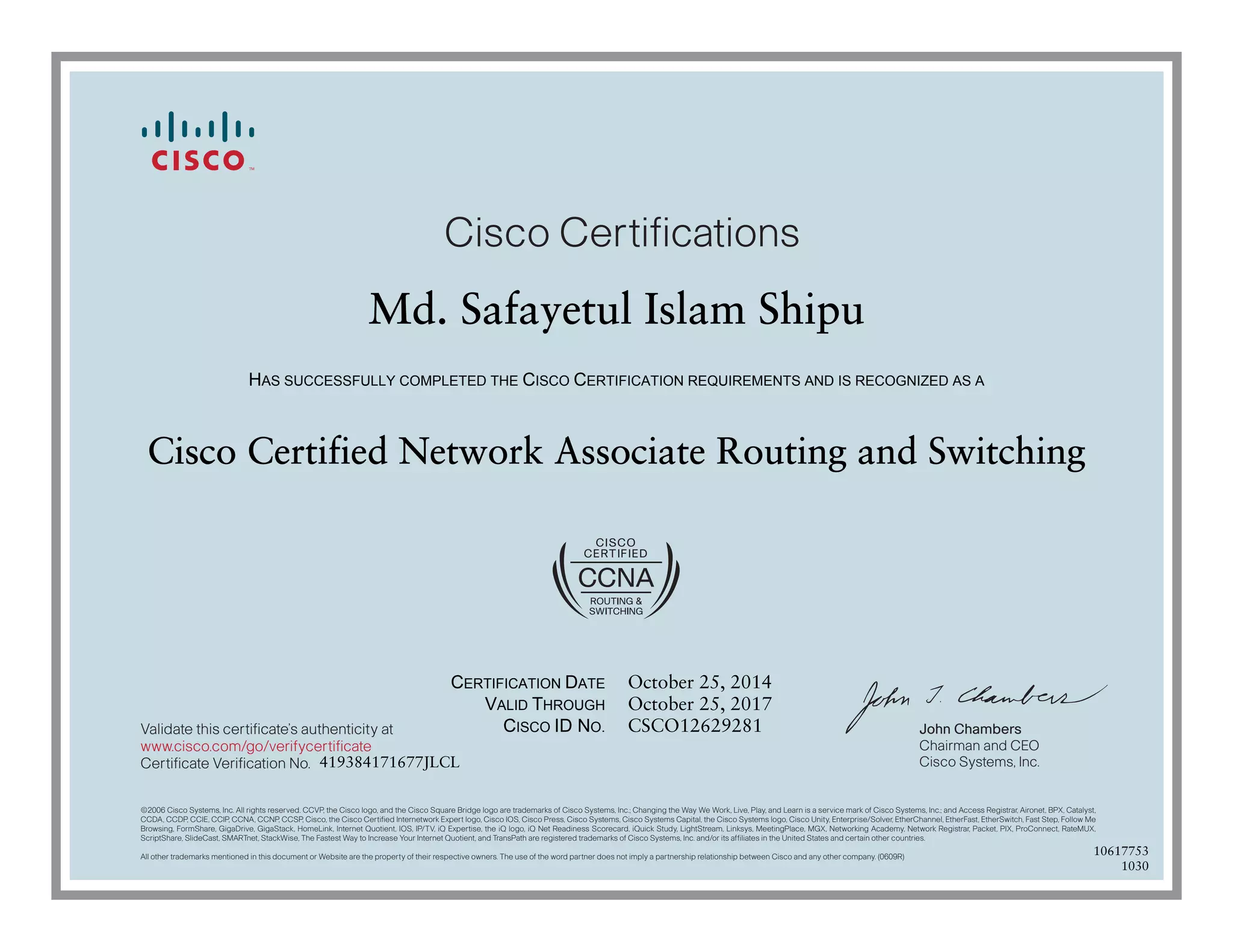 CISCO ROUTING & SWITCHING_certificate | PPT