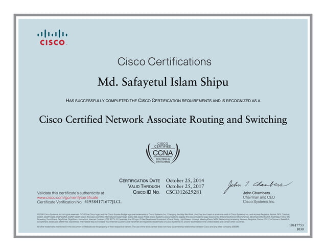 CISCO ROUTING & SWITCHING_certificate | PPT
