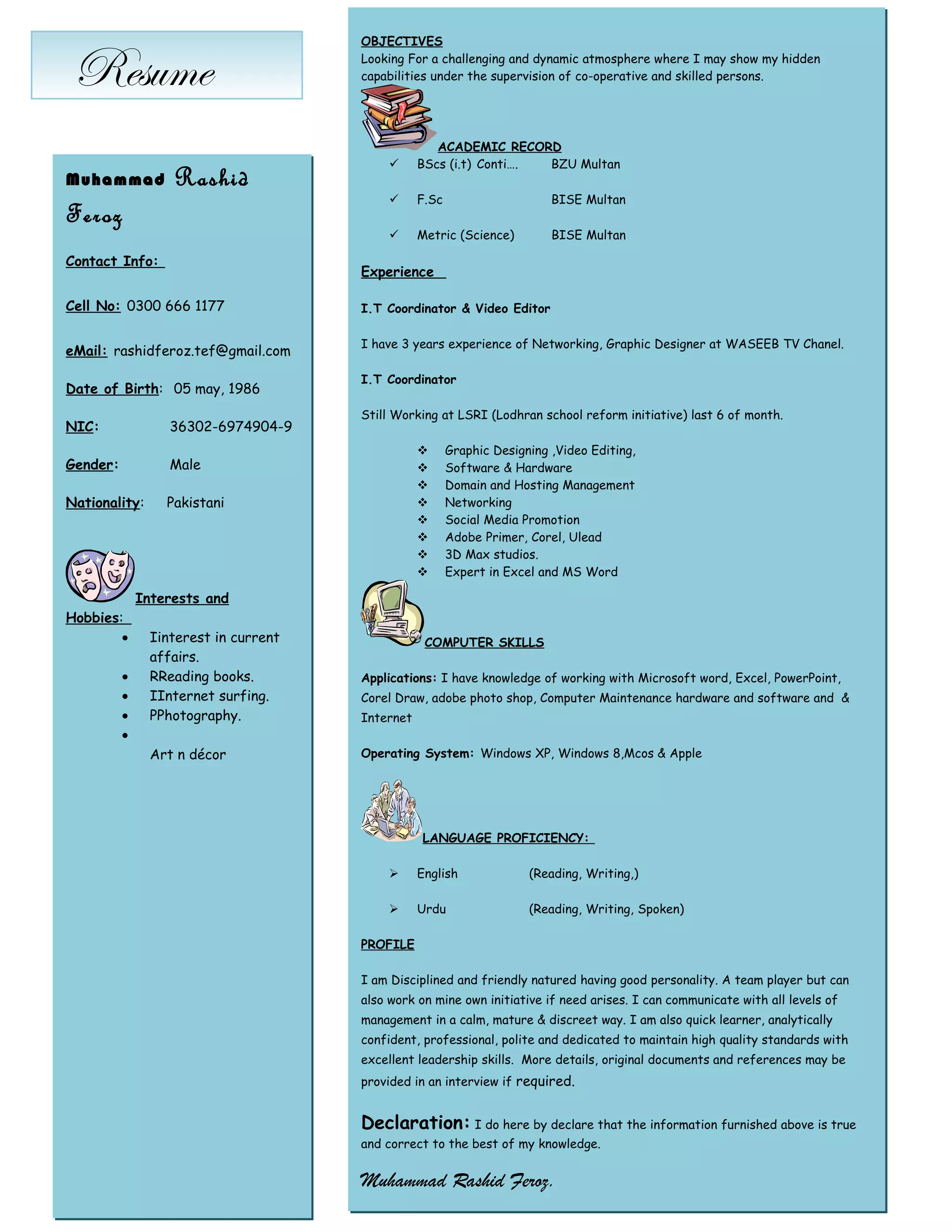 Rashid CV | DOC | Computer Software and Applications | Computing