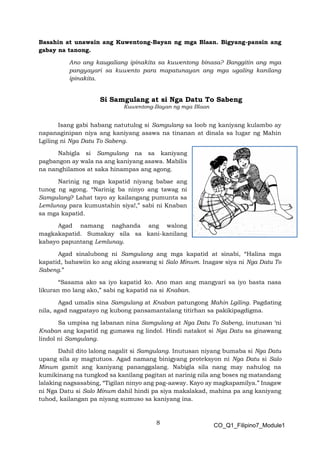 FILIPINO 7 - UNANG MARKAHAN MODULES (DEPED) | PDF