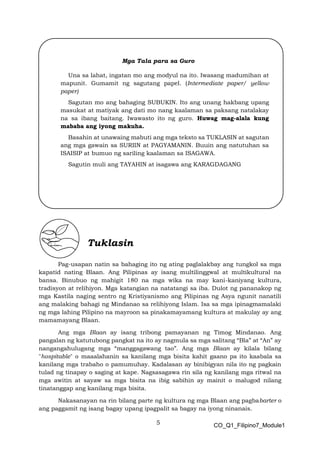 FILIPINO 7 - UNANG MARKAHAN MODULES (DEPED) | PDF