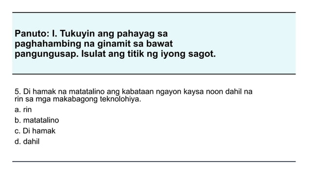 paghahambing na magkatulad at di magkatulad ppt | PPTX