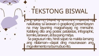 Pag-aaral ng Tekstong Biswal ng mga mag-aaral sa Filipino 8 | PPTX