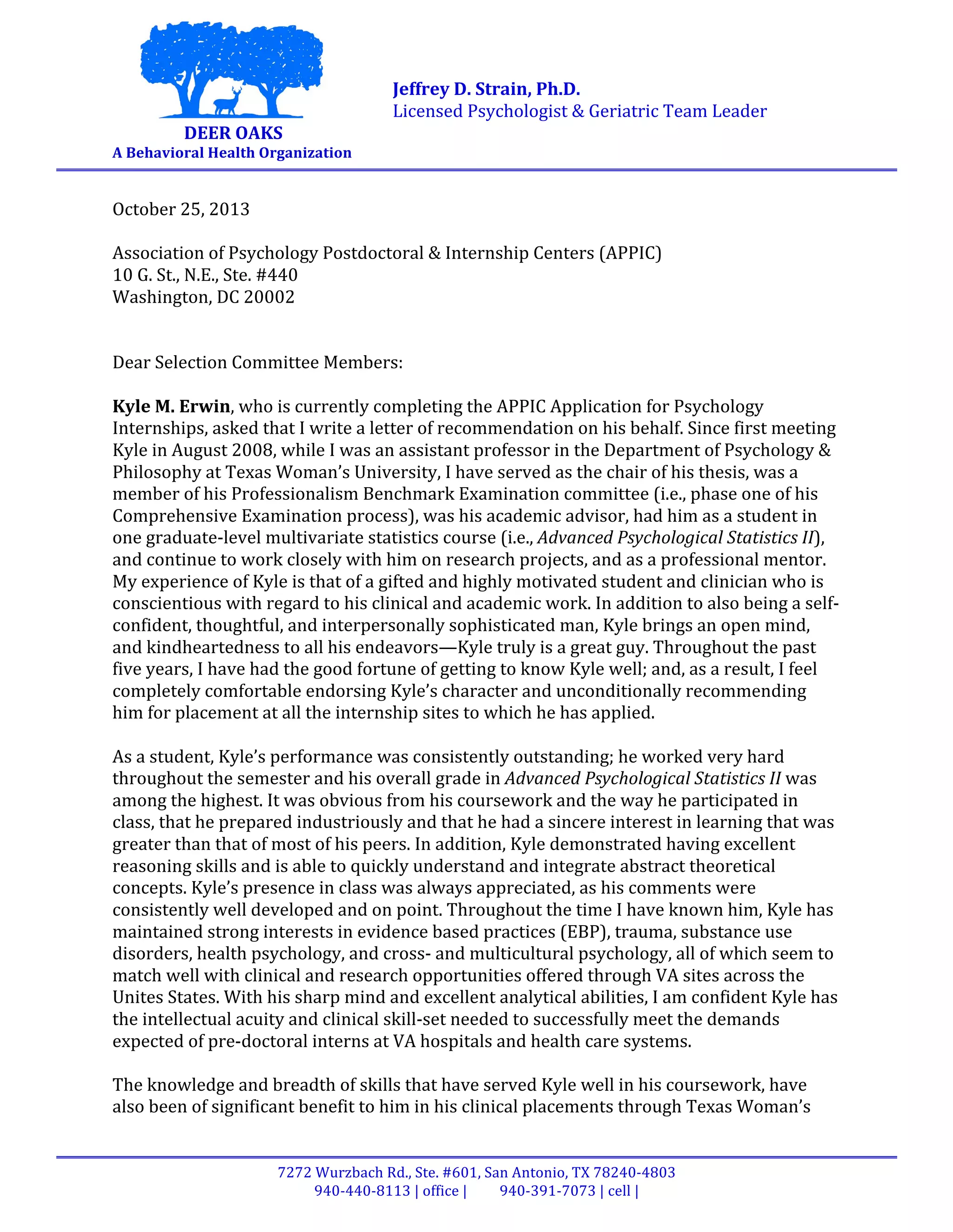 Strain Letter for Kyle | PDF